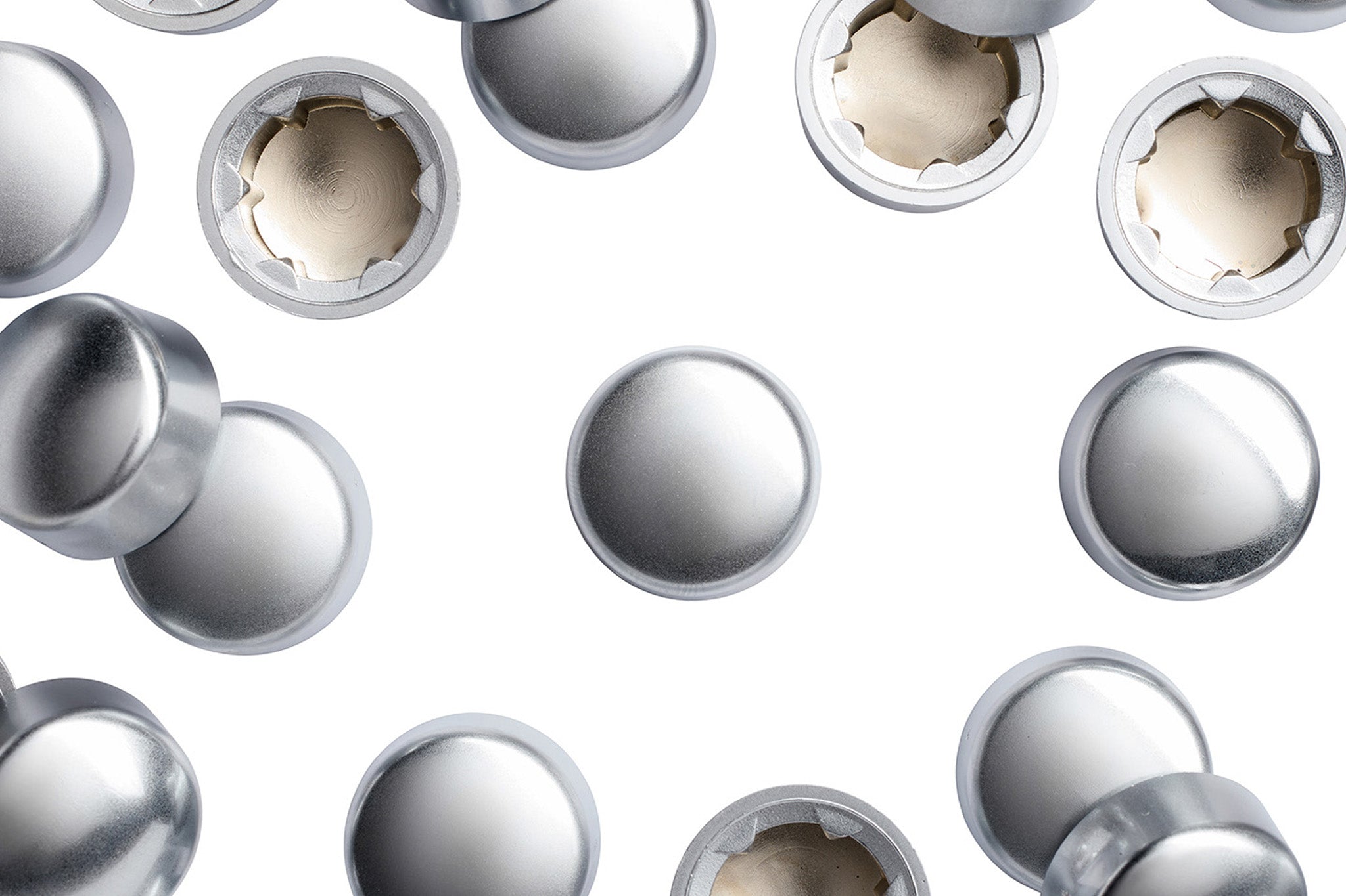 Satin Chrome Bolt Covers, 1/2 inch Hex-Caps | Pro-Dec
