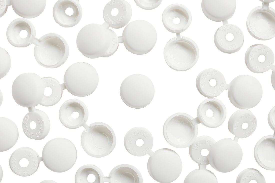 White Hinged Screw Covers, Hinge Snap-Caps | Pro-Dec