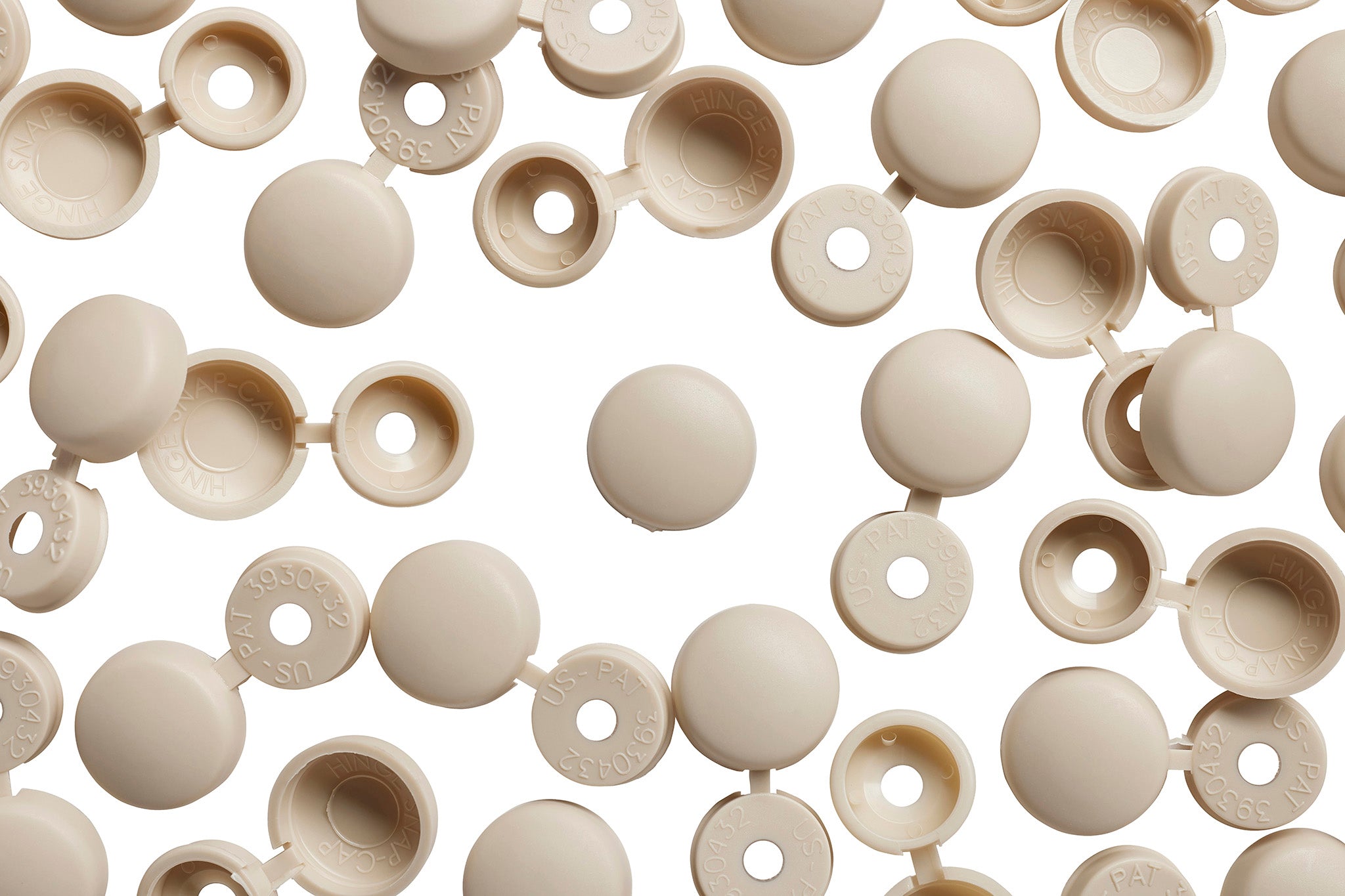 White Walnut Hinged Screw Covers, Hinge Snap-Caps | Pro-Dec