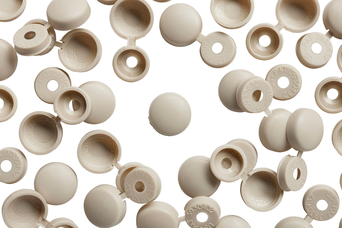 Brooker Beige Hinged Screw Covers, Hinge Snap-Caps | Pro-Dec